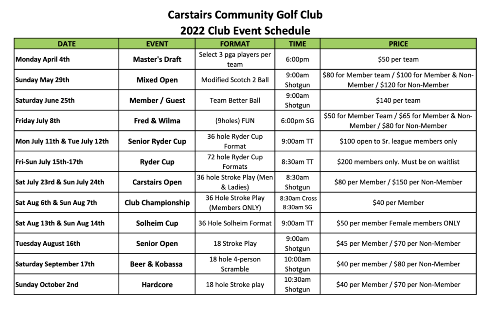 Events – Carstairs Community Golf Club