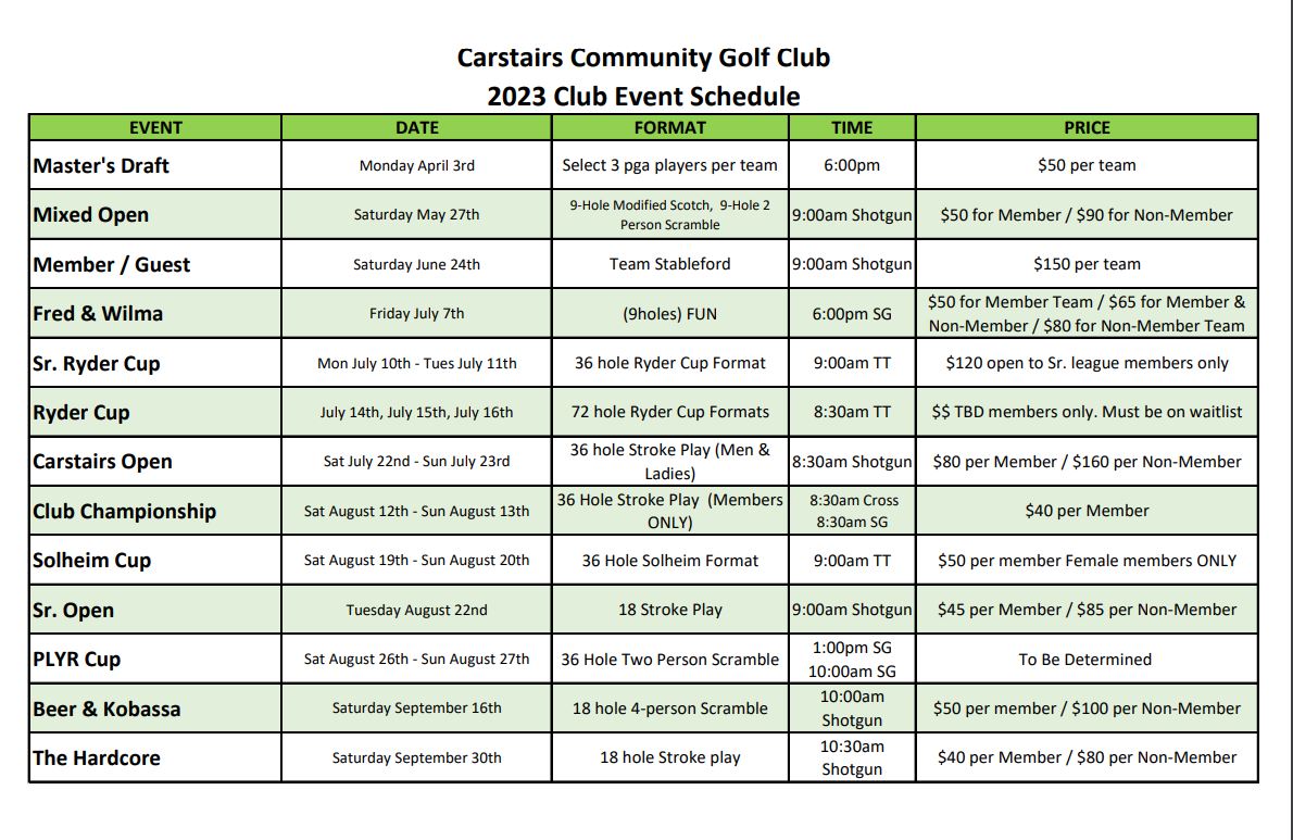 Events – Carstairs Community Golf Club
